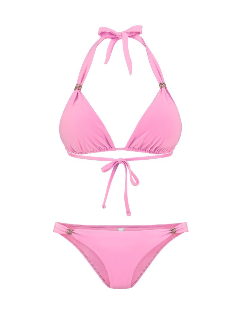 Pink-DIAMOND Bikini bottom with golden tone decoration